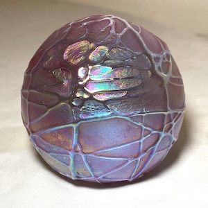 OBG Hand Blown Studio Aurene Relief Spider Web Iridescent Art Glass ...