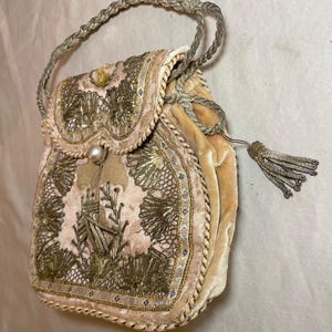 Antique 1800's French Handmade Victorian Needlepoint Purse Silk Clutch ...