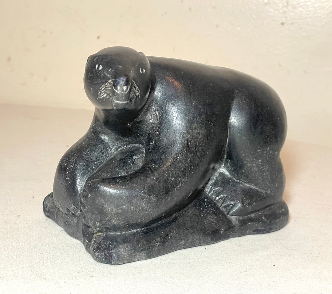 Vintage Hand Carved Aisa Amittu Soapstone Canadian Eskimo Inuit Bear Sculpture - Etsy