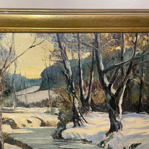 Antique Doris Davis Snow River Landscape Realism Expressionism Oil ...