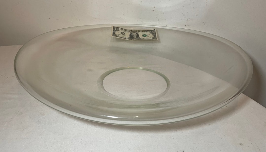 HUGE Modern Modernist Clear Hand Blown Art Glass Centerpiece Fruit Bowl ...
