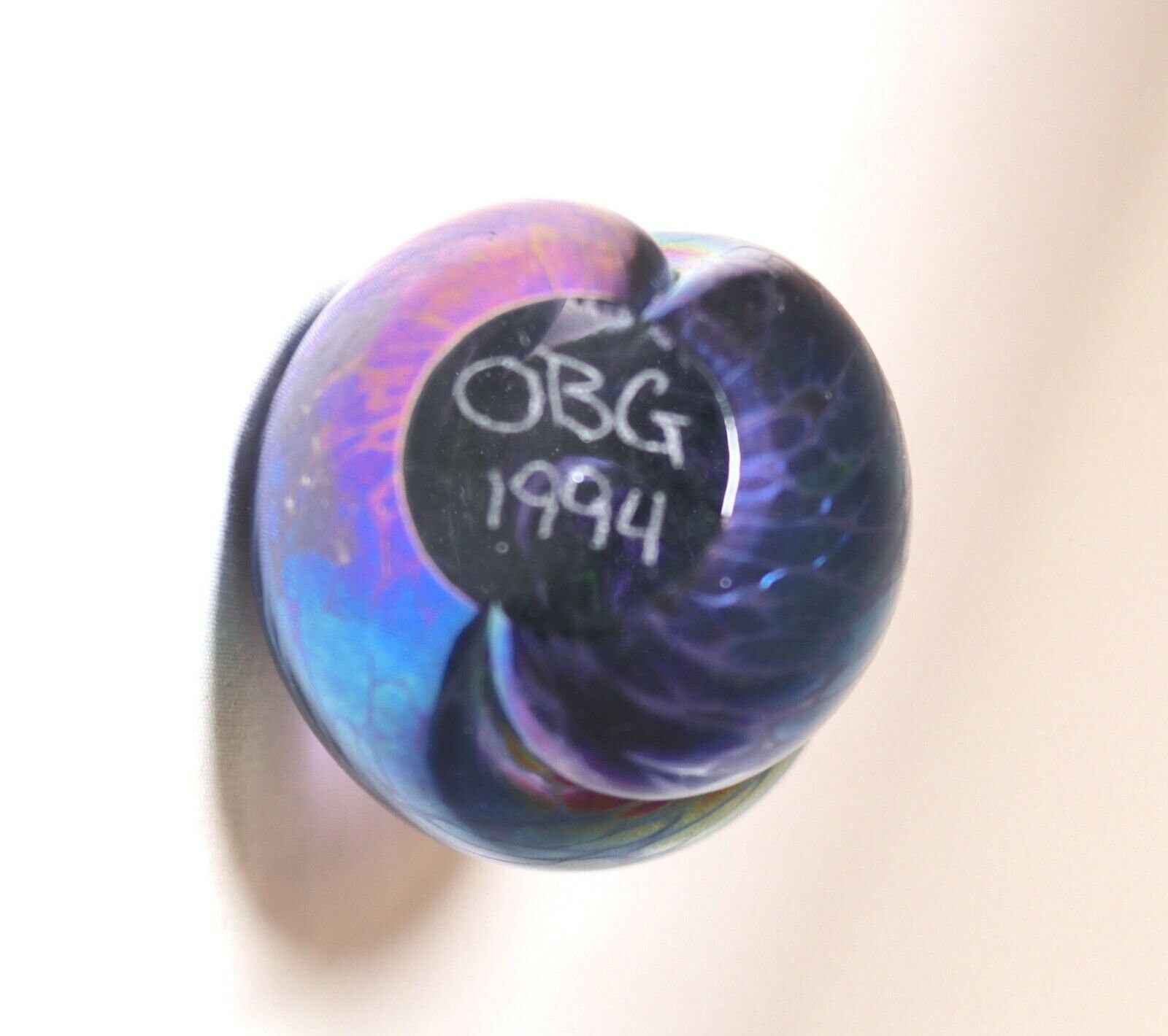 OBG Ornamental Blown Studio Hand Blown Aurene Iridescent Art Glass ...