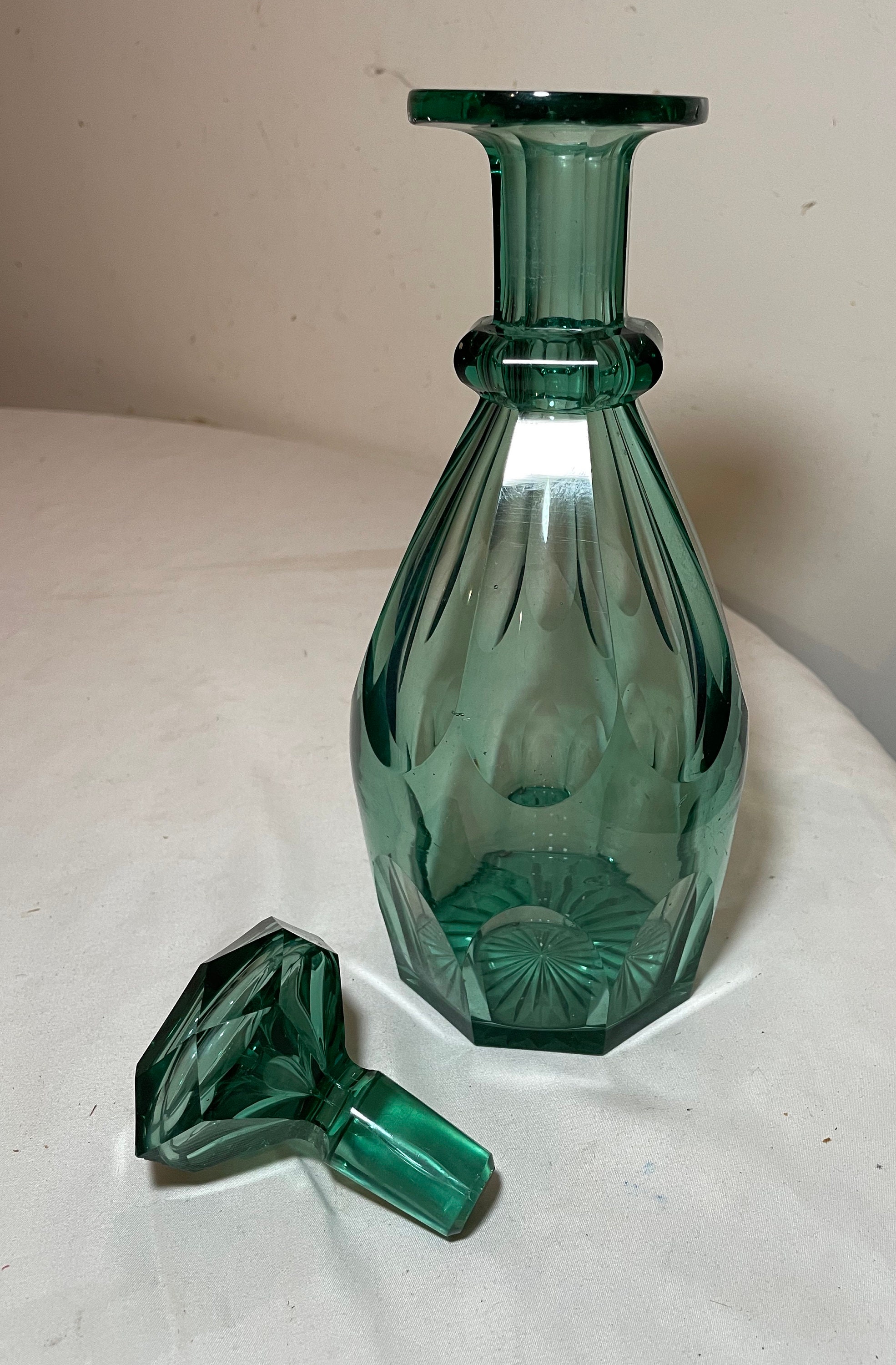 High Quality Antique Green Cut Crystal Moser Czech Bohemian Glass ...