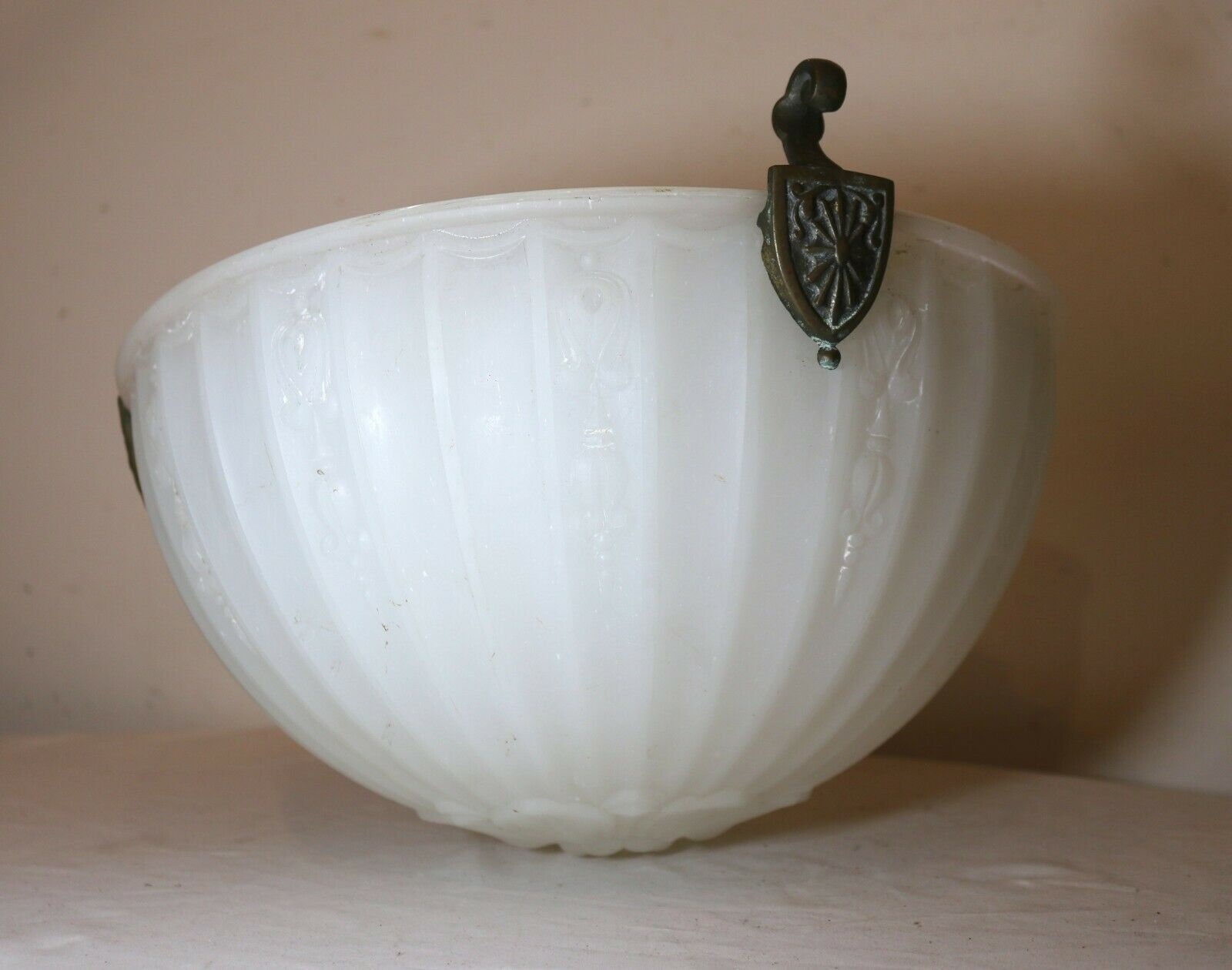 Antique French Muller Freres Frosted Glass Bronze Pendant Ceiling ...