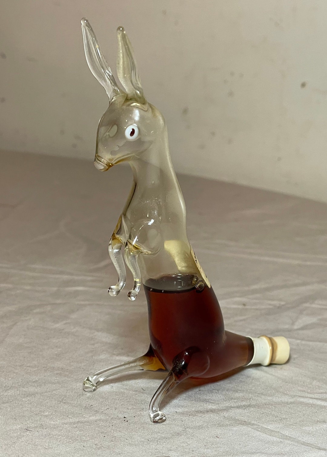 Vintage Mini Hand Blown Glass Bunny Rabbit Figural Decanter Bottle ...