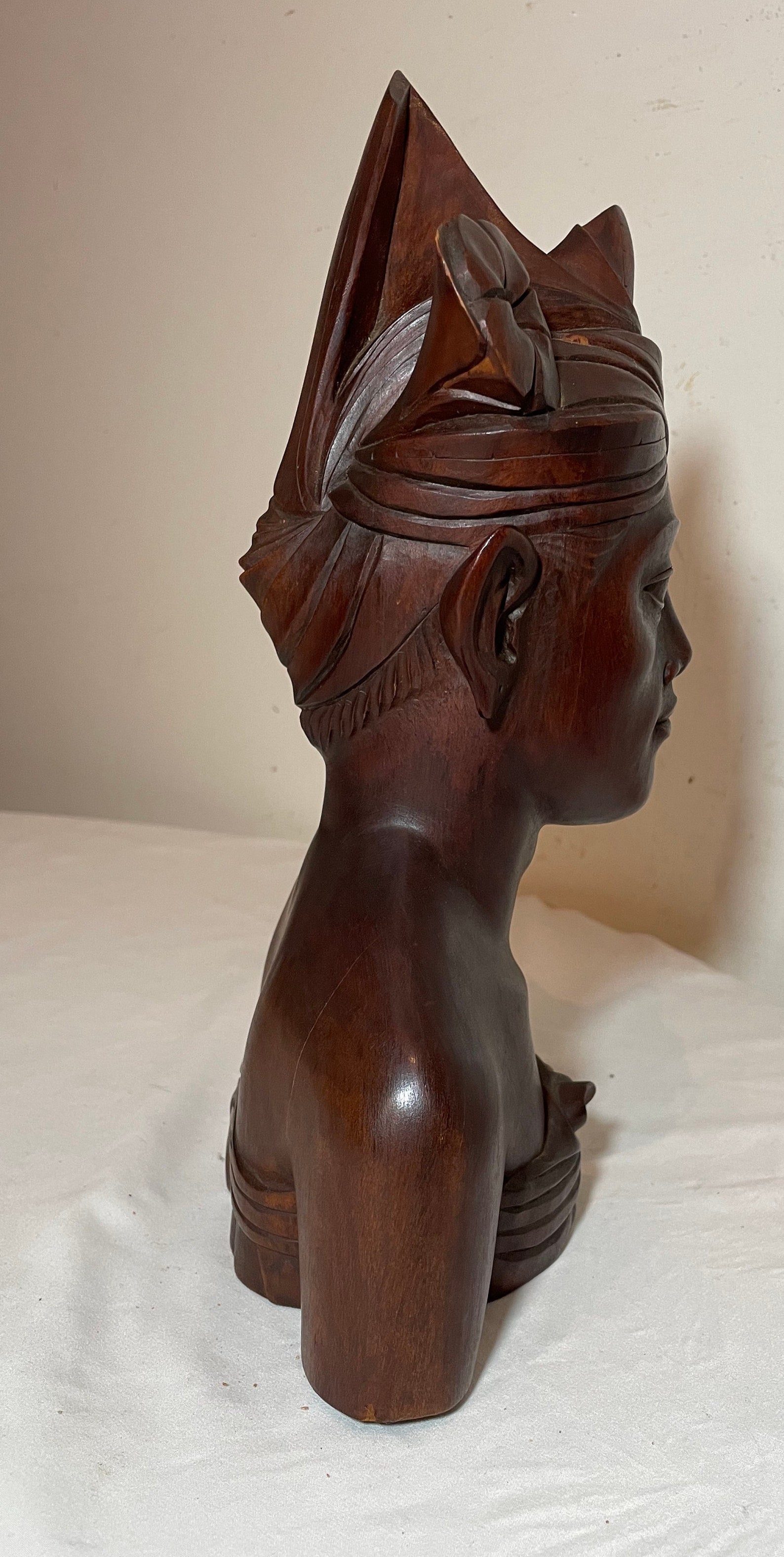 Antique Carved Balinese Indonesian Bali Woman Lady Bust Wood Carving ...