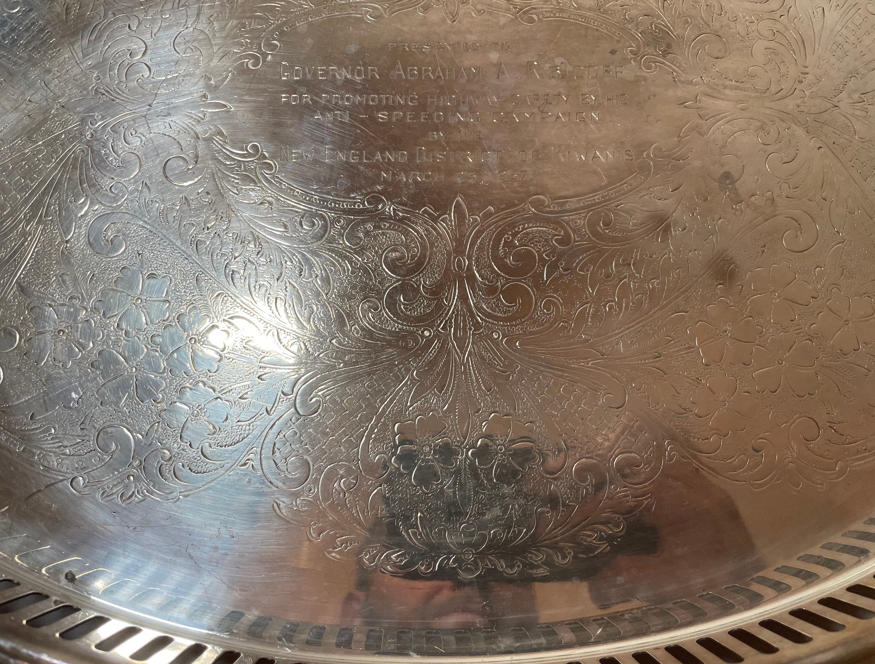 Vintage Engraved Governor Presentation Centerpiece Platter Award Trophy ...