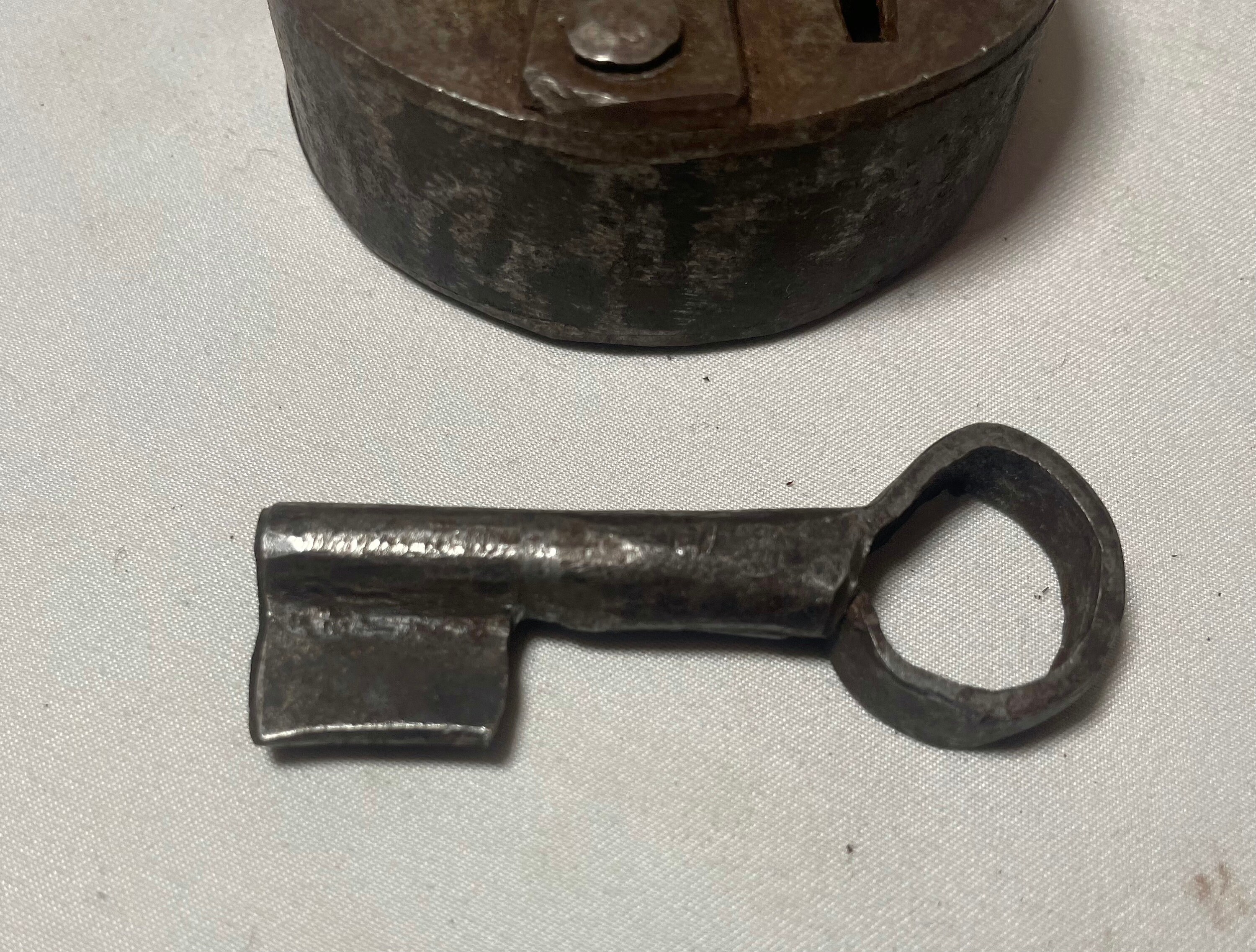 Rare Antique Hidden Key 1800's Pad Lock Solid Steel Wrought Iron ...