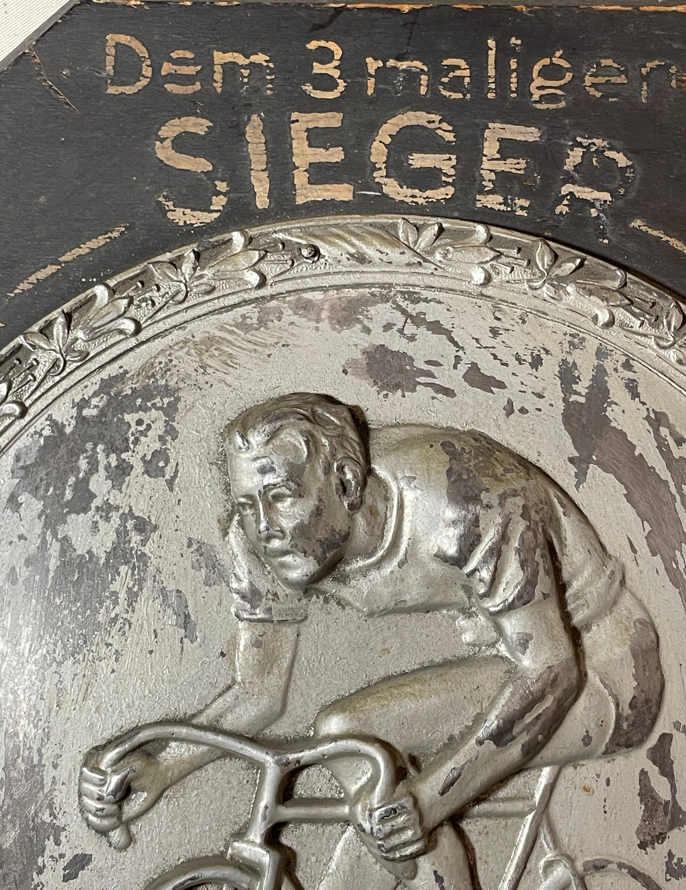 Rare Antique German Sieger Bicycle Plated Metal Wood Hand Painted ...