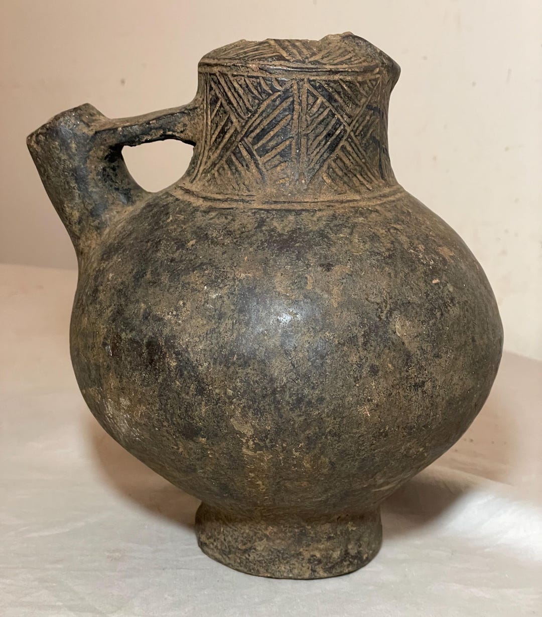 Antique African Congo Handmade Terracotta Pottery Water Jug Vessel ...