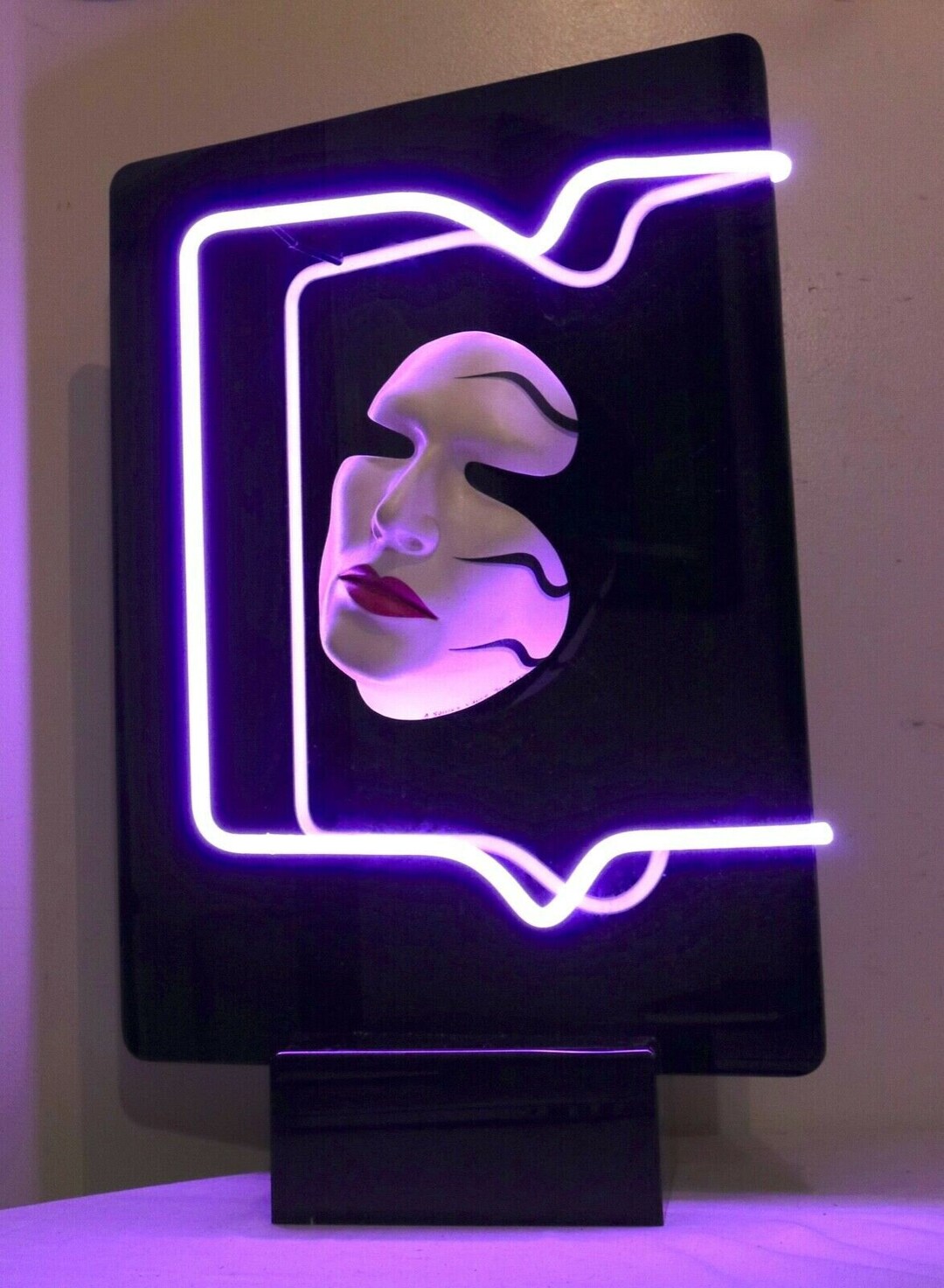 CRAIG KRAFT Studio Lucite and Ceramic Neon Light Mask Sculpture Statue ...