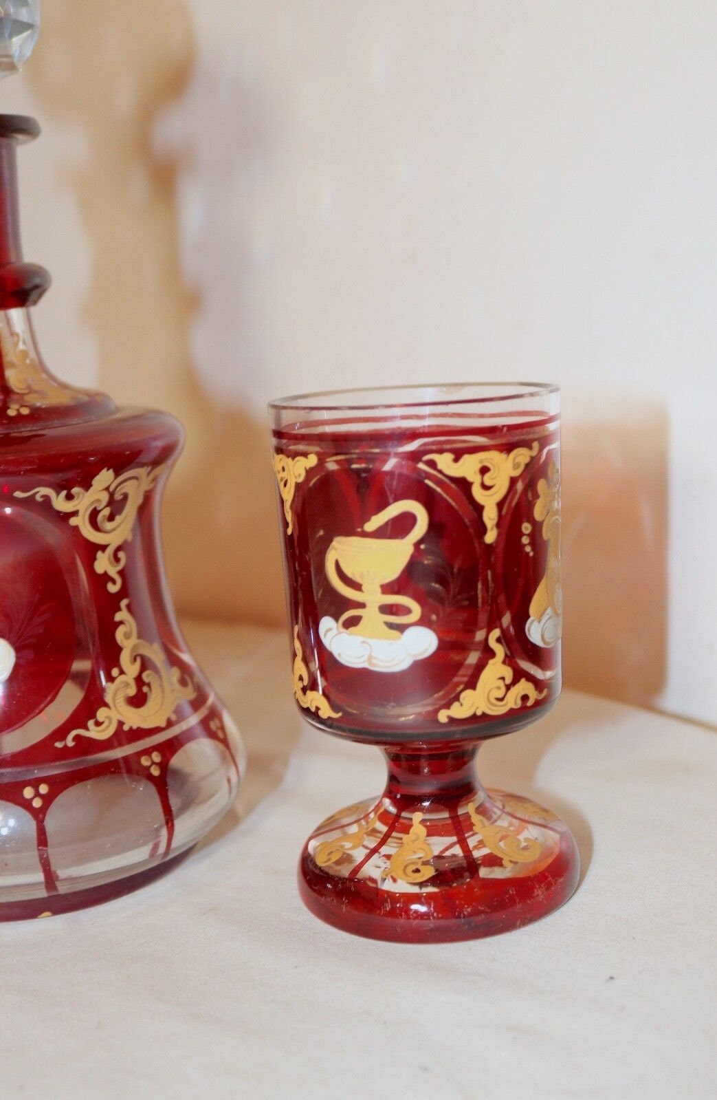 Antique 1800's Hand Enameled Painted Etched German Glass - Etsy