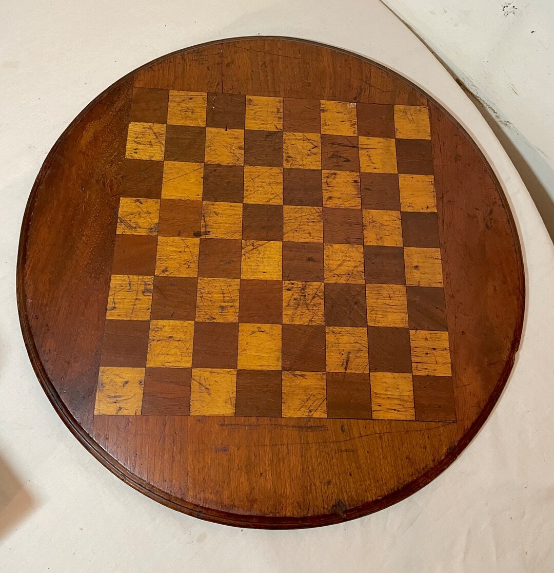 Antique 1800's Wood Marquetry Gaming Chess Checker Backgammon Cribbage ...