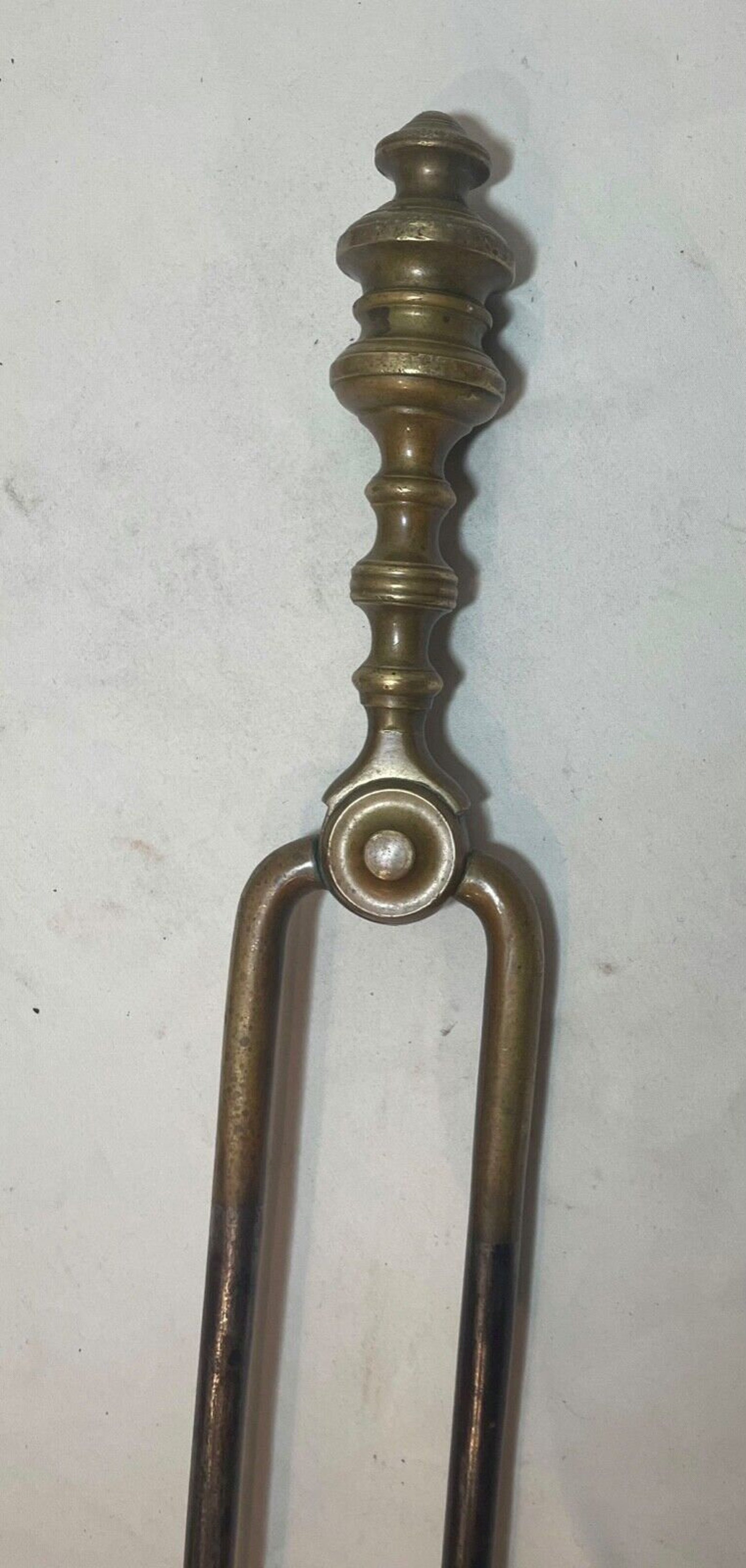 Antique 18th Century Wrought Iron Turned Brass Dutch Fireplace Tongs ...