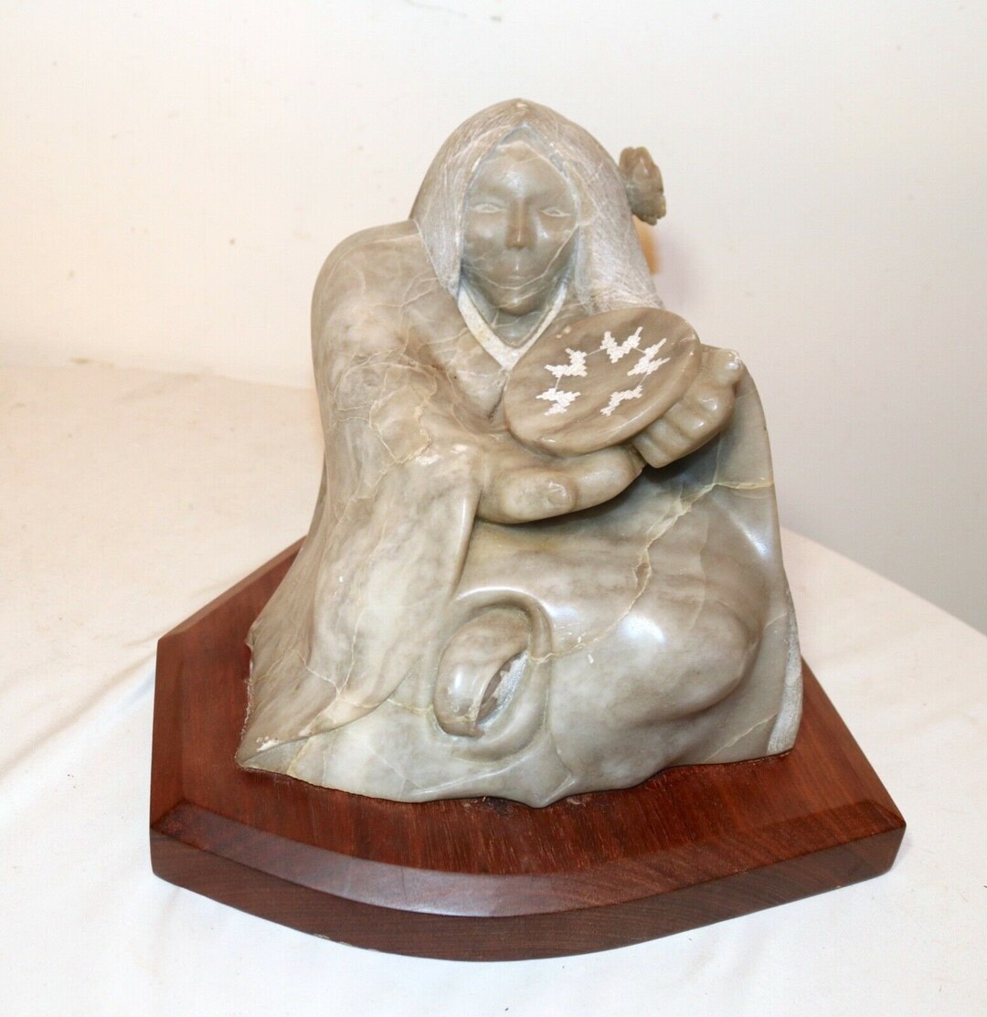 LARGE Antique Carved Good Luck Native American Inuit Soapstone Stone ...
