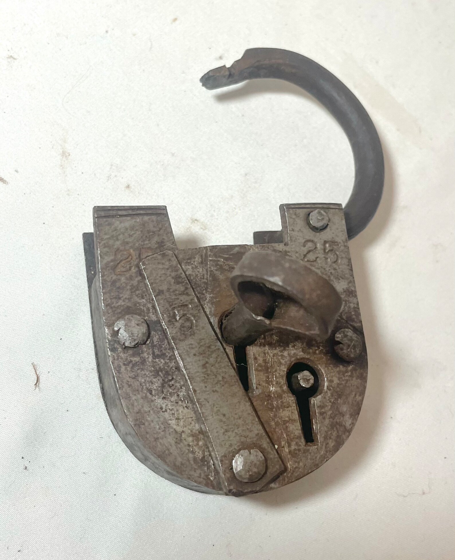 Rare Antique Hidden Key 1800's Pad Lock Solid Steel Wrought Iron ...