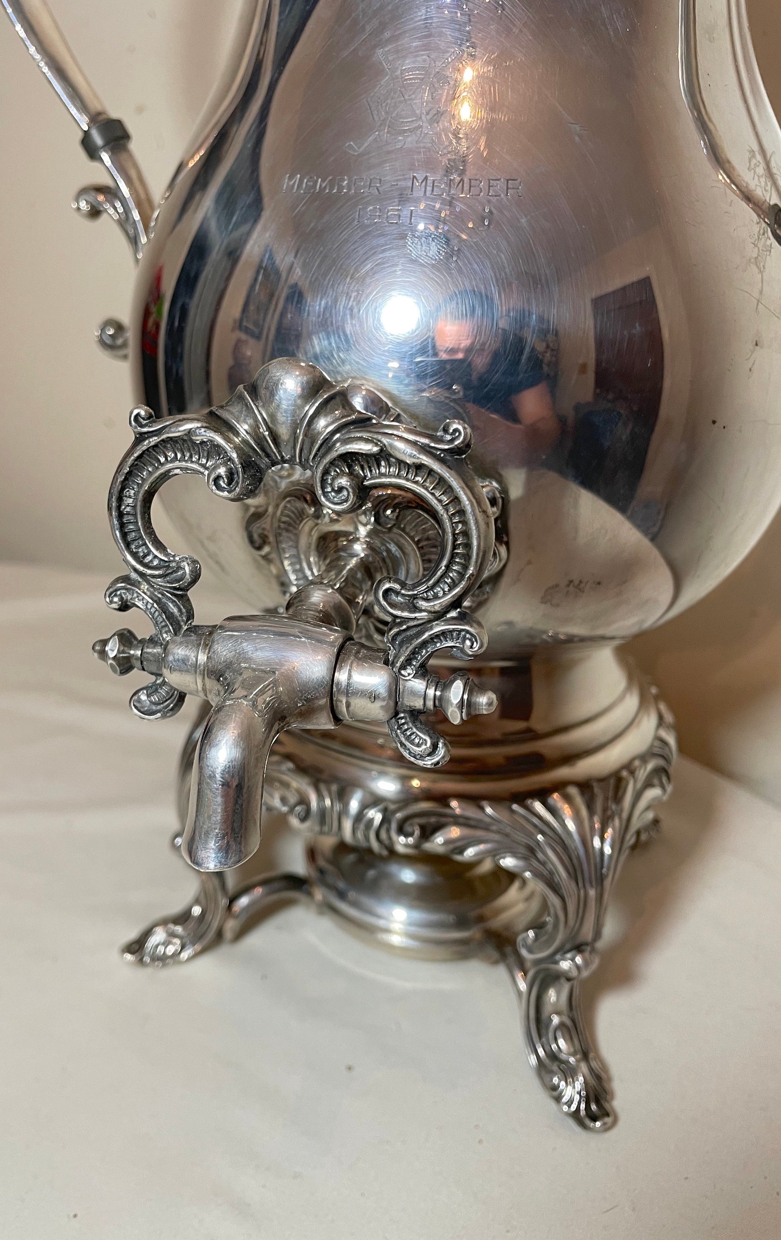 Rare Large Vintage 1961 Silverplate Golf Country Club Member Samovar ...