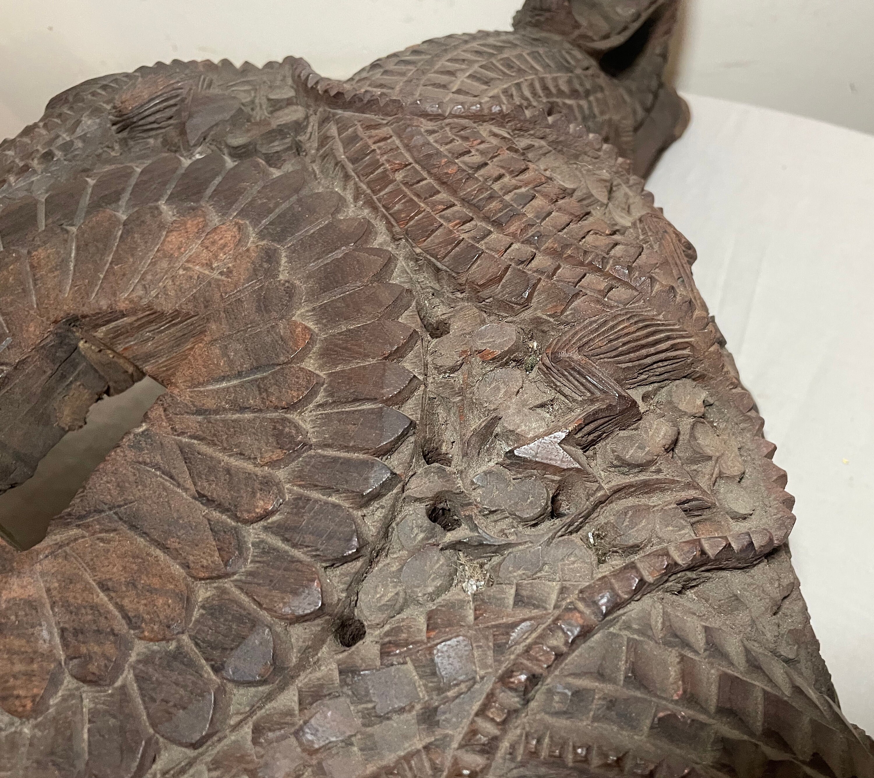 LARGE Antique Hand Carved Anglo Indian Figural Dragon Wood Sculpture ...