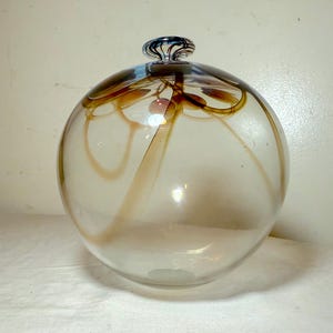 Vintage Hand Blown Signed Detailed Mary Angus Art Glass Iridescent Leaf ...
