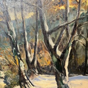 Antique Doris Davis Snow River Landscape Realism Expressionism Oil ...