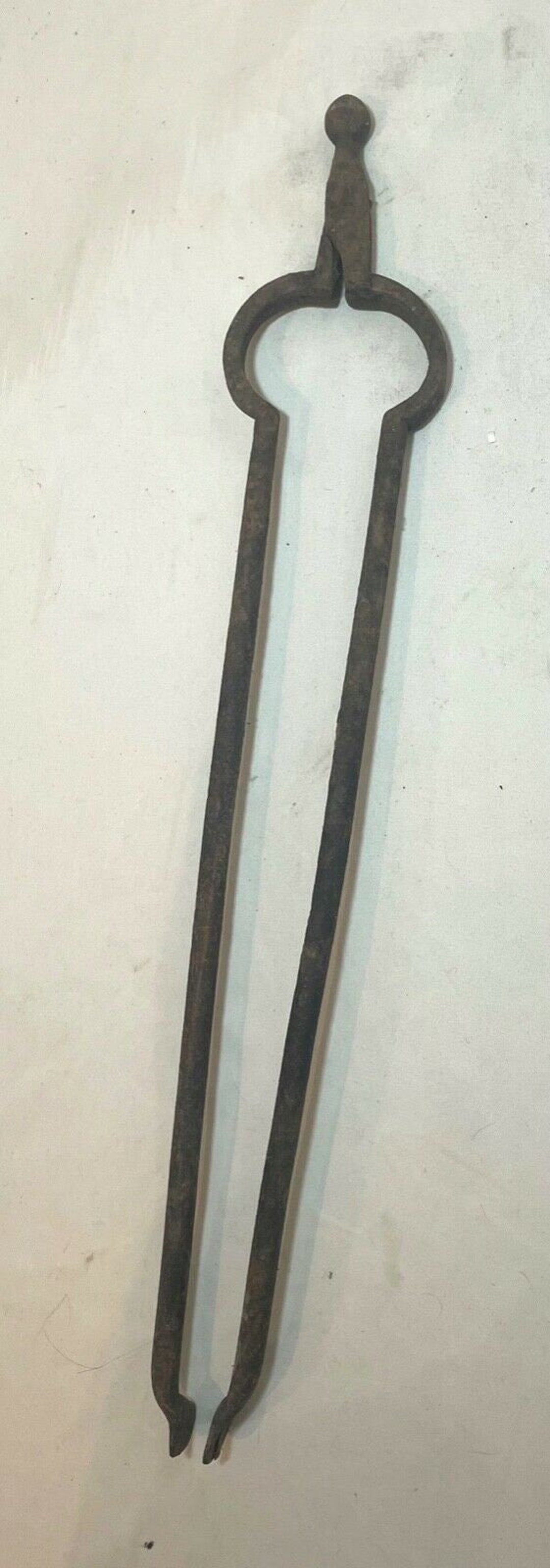 Rare Antique Handmade 18th Century Wrought Iron Fireplace Tongs Tool ...