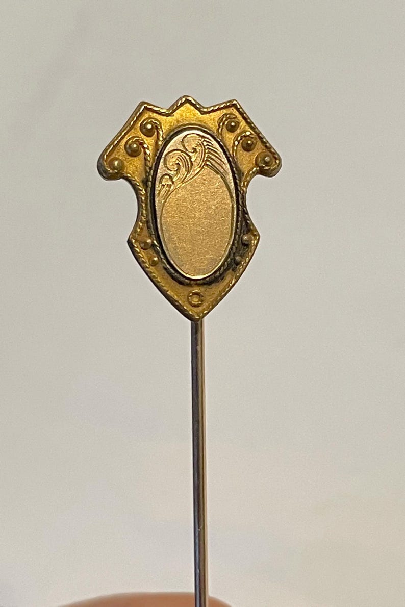 Antique Hand Carved 10k Yellow Gold Ornate Hat Stick Pin Art Deco ...