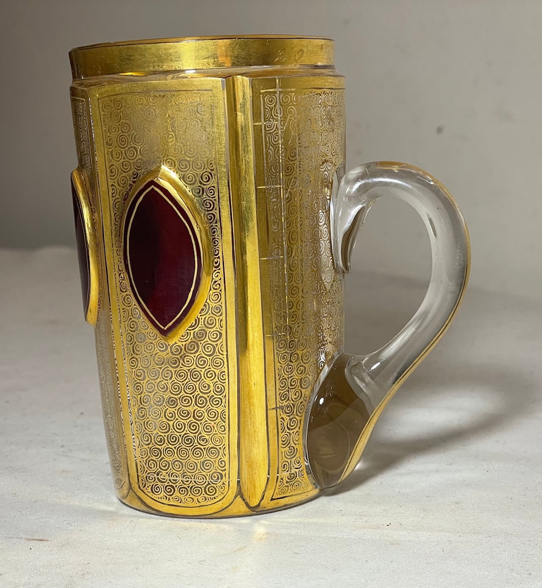 Rare Antique Handmade Moser Jewel Glass Crystal Tea Cup W/ Measurement ...