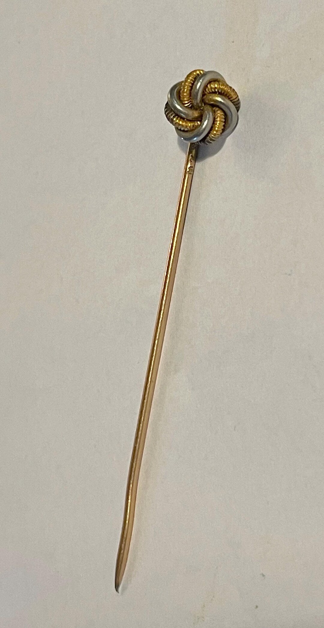 Antique Handmade 14k Yellow Gold Sterling Silver Swirl Hat Stick Pin ...