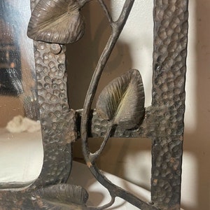 Antique Hammered Hand Wrought Iron Leaf Vine Wall Console Mirror Oscar ...