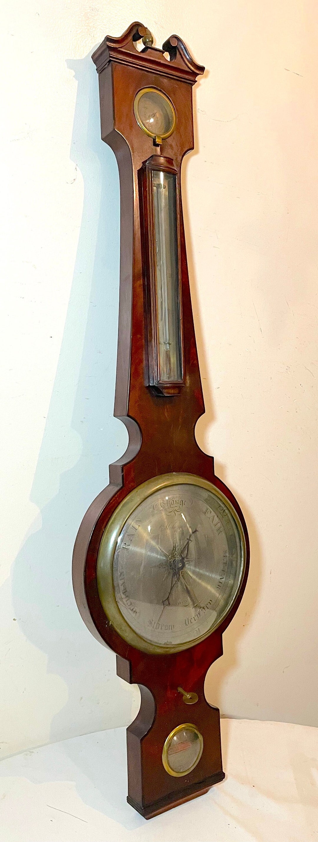 Large Antique 19th Century A. Gatty Mahogany Banjo Barometer Weather ...