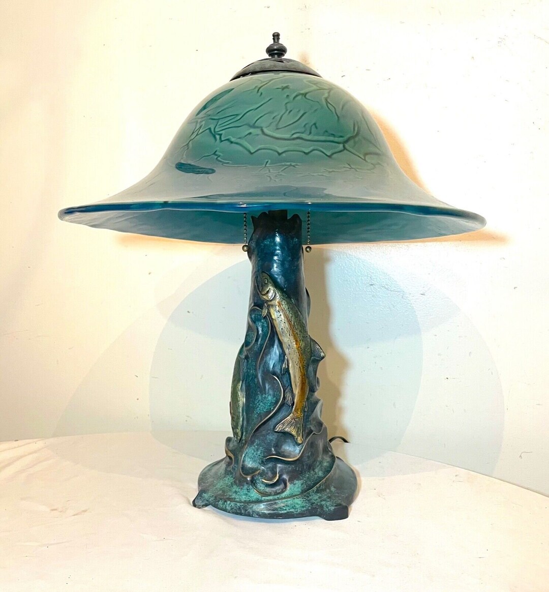 Original K Dahl Glass Studios Bronze Hand Blown Glass Trout Fish Nautical Lamp - Etsy