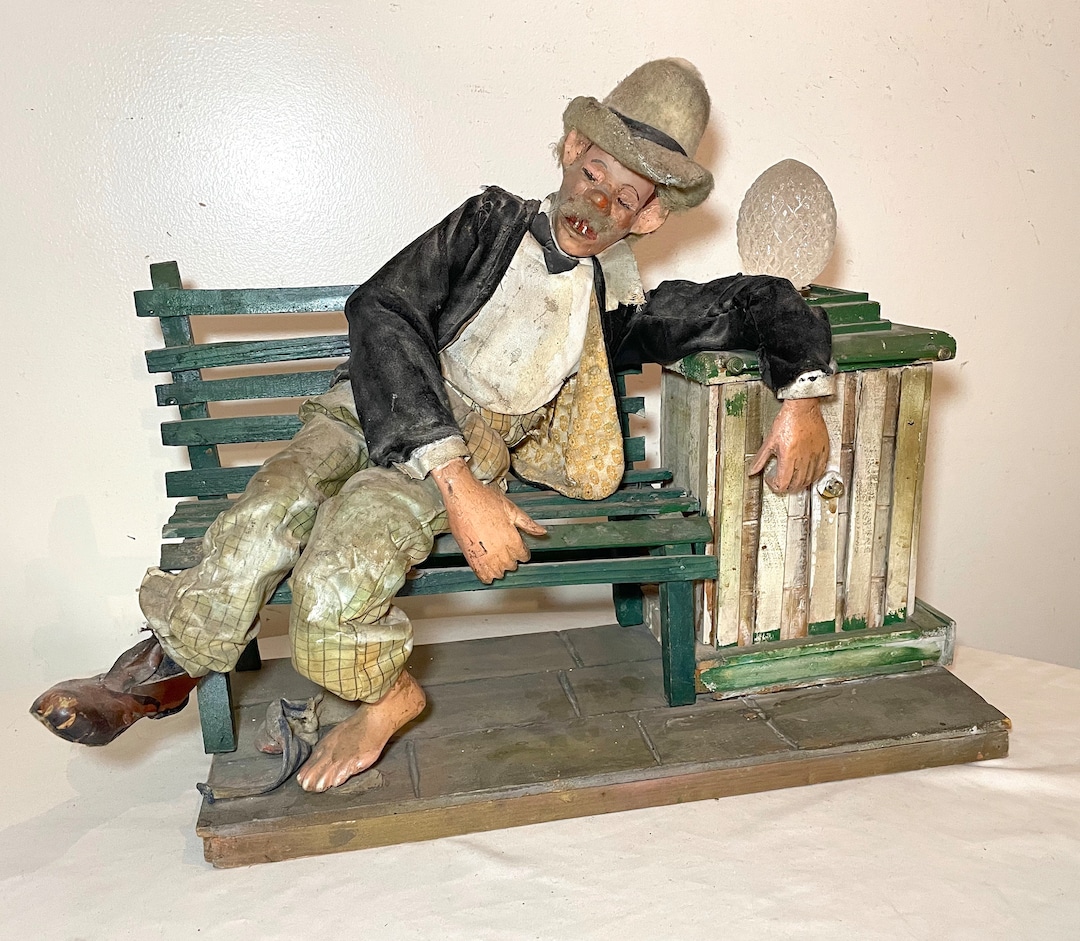Large Antique Handmade Carved Wood Folk Art Bum Hobo Sculpture Statue Assemblage - Etsy