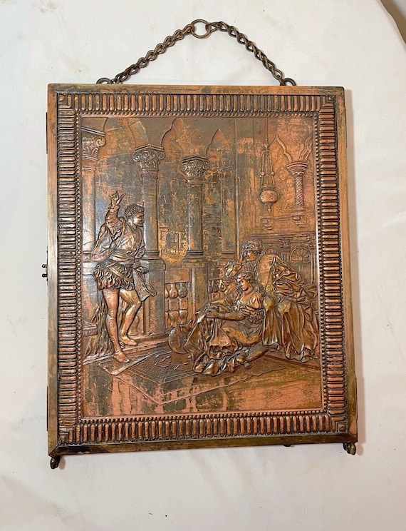 Antique 19th Century Relief Figural Copper Triptych Panel - Etsy