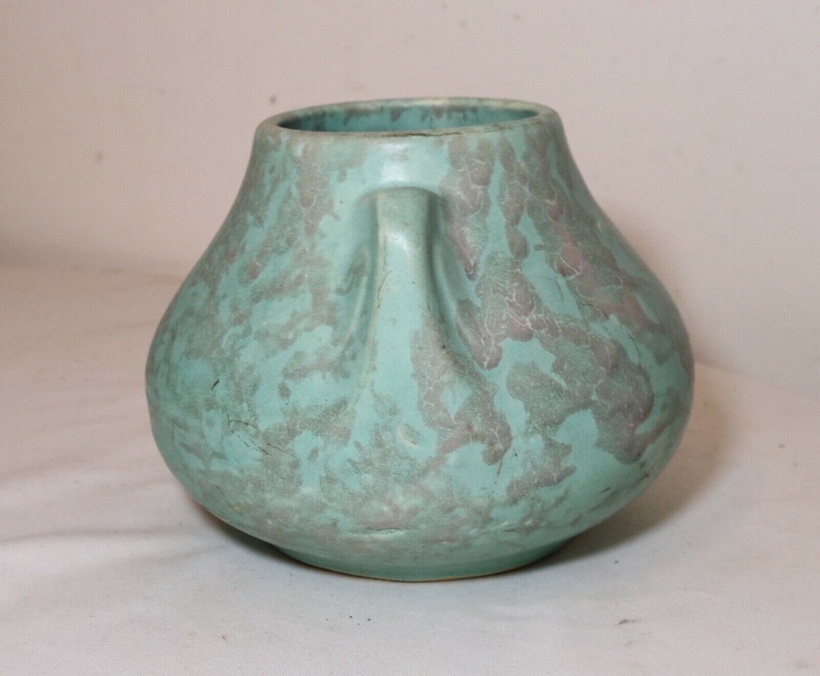 Antique Vintage Handmade Green Glazed Pottery Vase Weller - Etsy