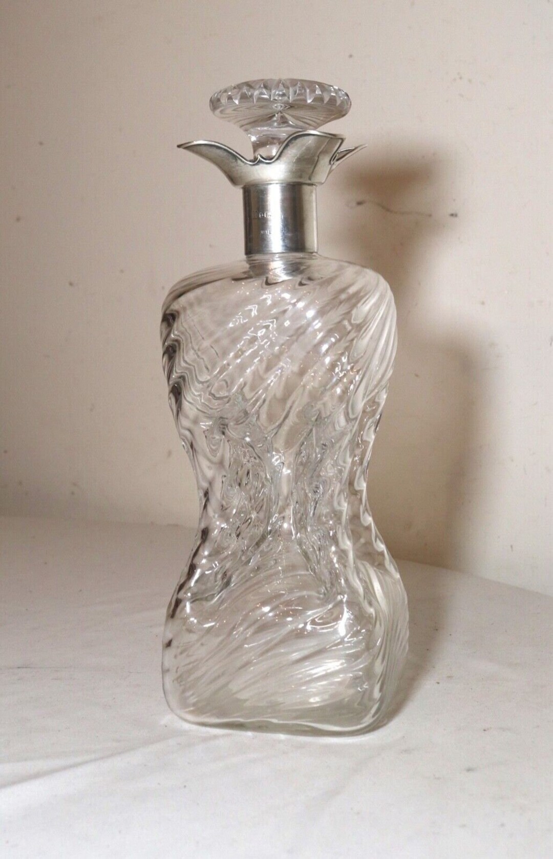 Antique Latham & Morton Blown Glass Sterling Silver Glug Glug Liquor ...