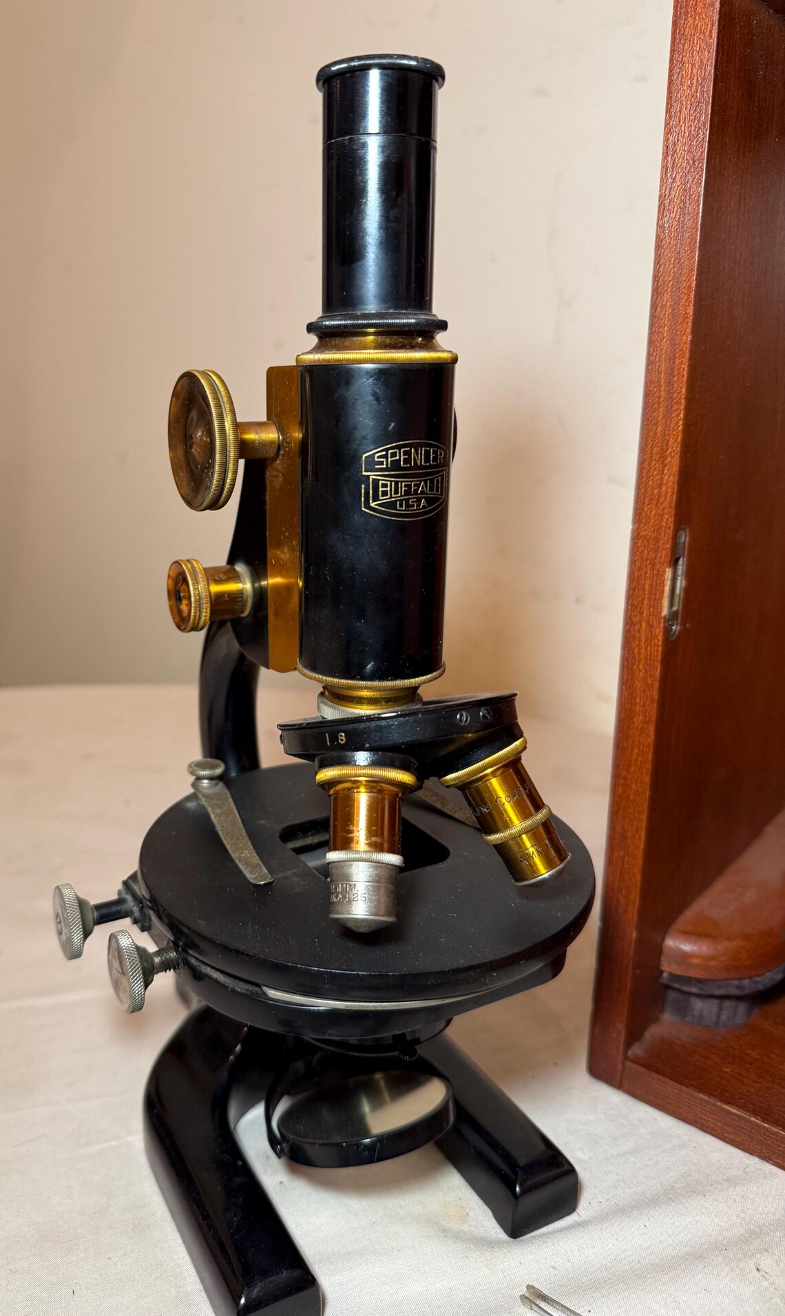 Antique Lot Brass A Spencer Buffalo Lab Microscope Scientific ...