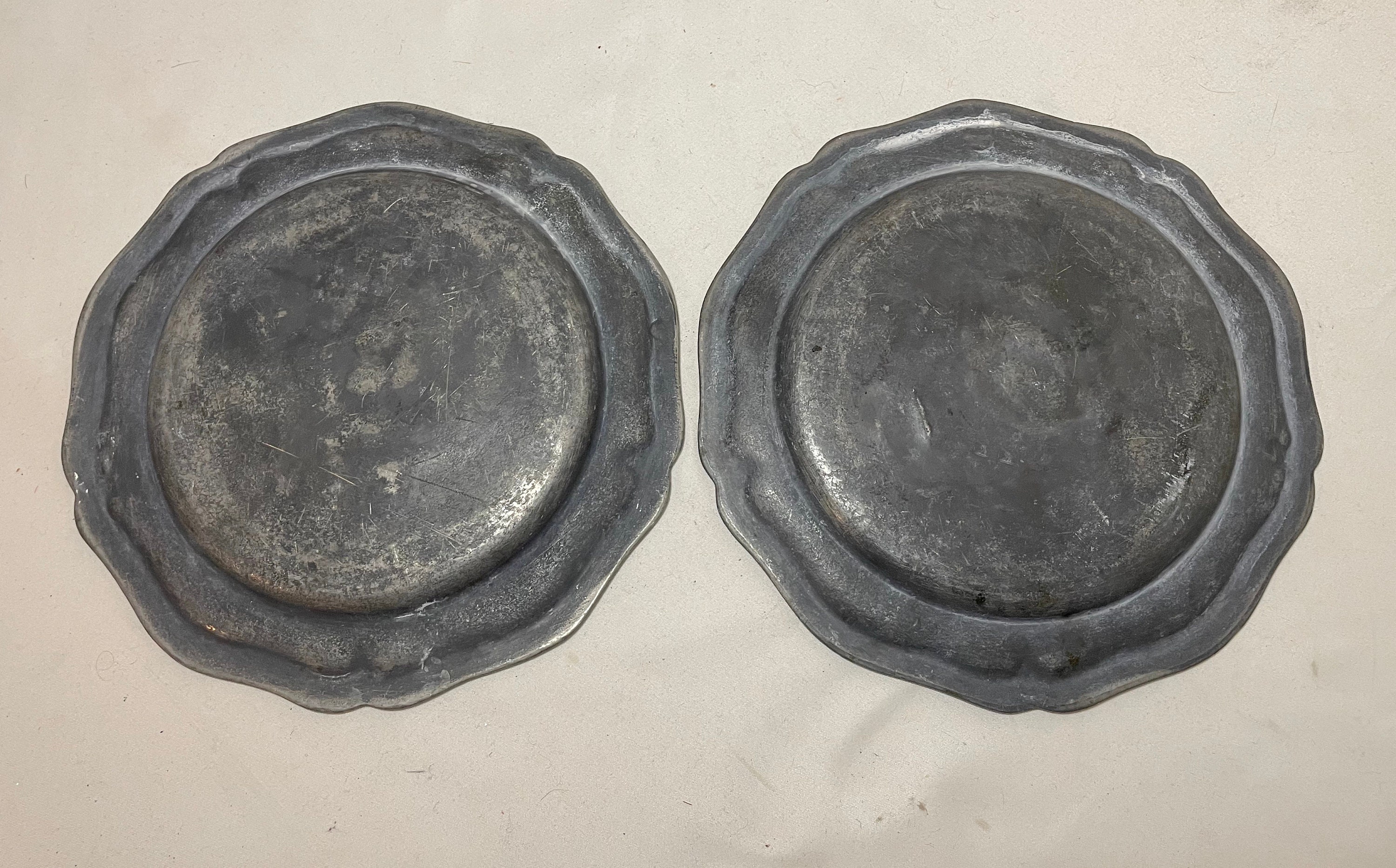 2 Rare Antique 18th Century Forged Pewter Multi Reed European Dinner ...