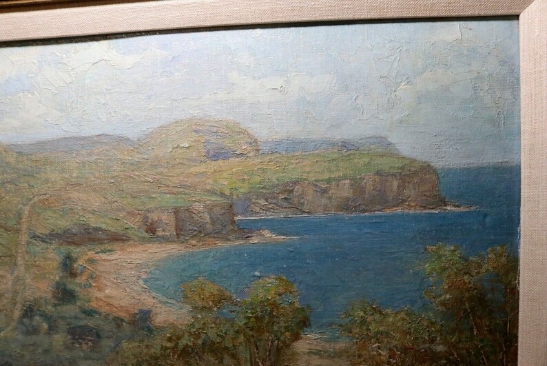 Antique 1900's Original JOSEPH WOLINSKI Landscape Coast Nautical Oil ...