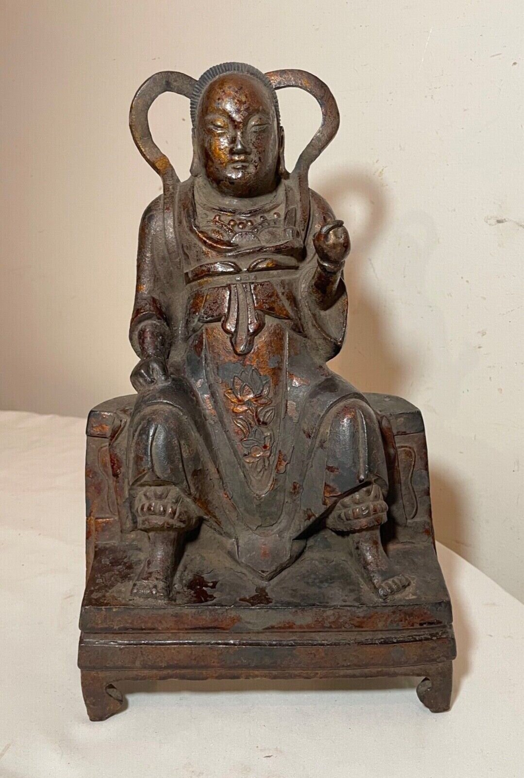 Rare Antique 18th Century Chinese Lacquered Cast Iron Sculpture of ...