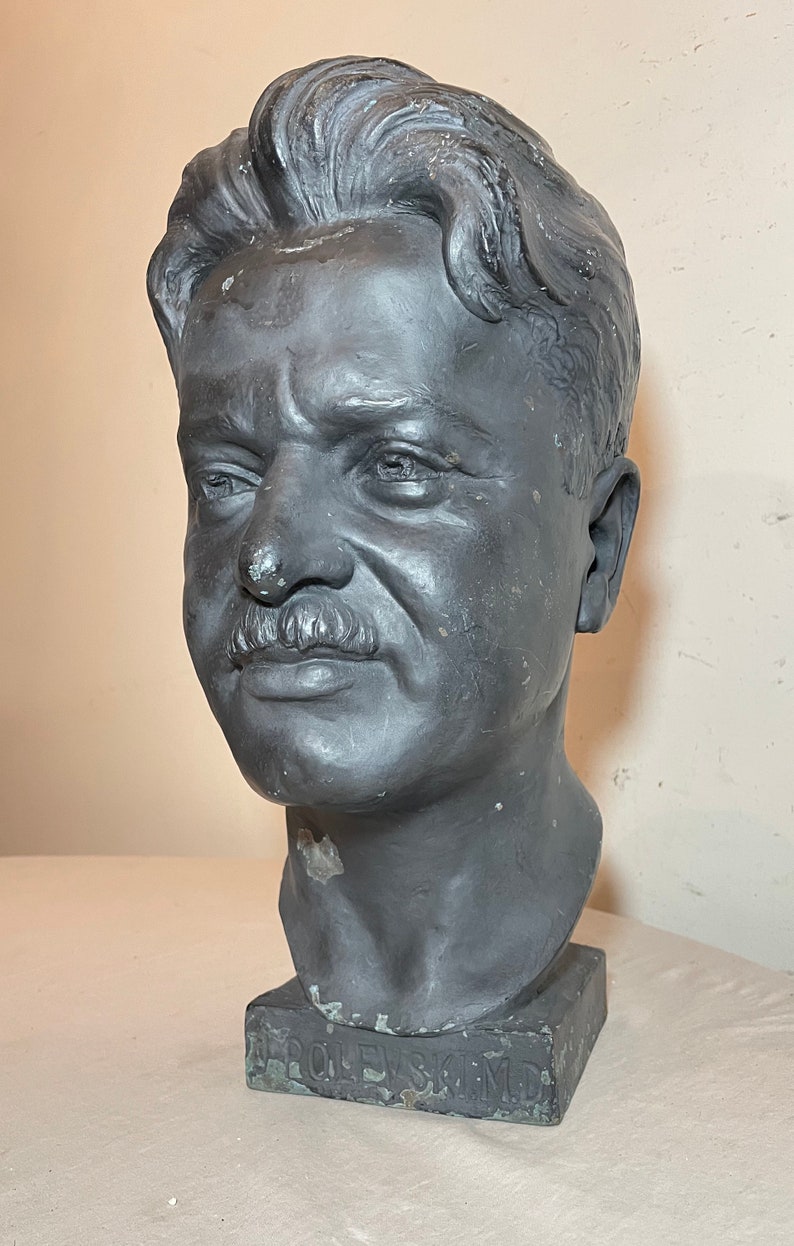 Large 1925 Antique NJ Medical Doctor JACOB POLEVSKI Bronze Statue Bust ...