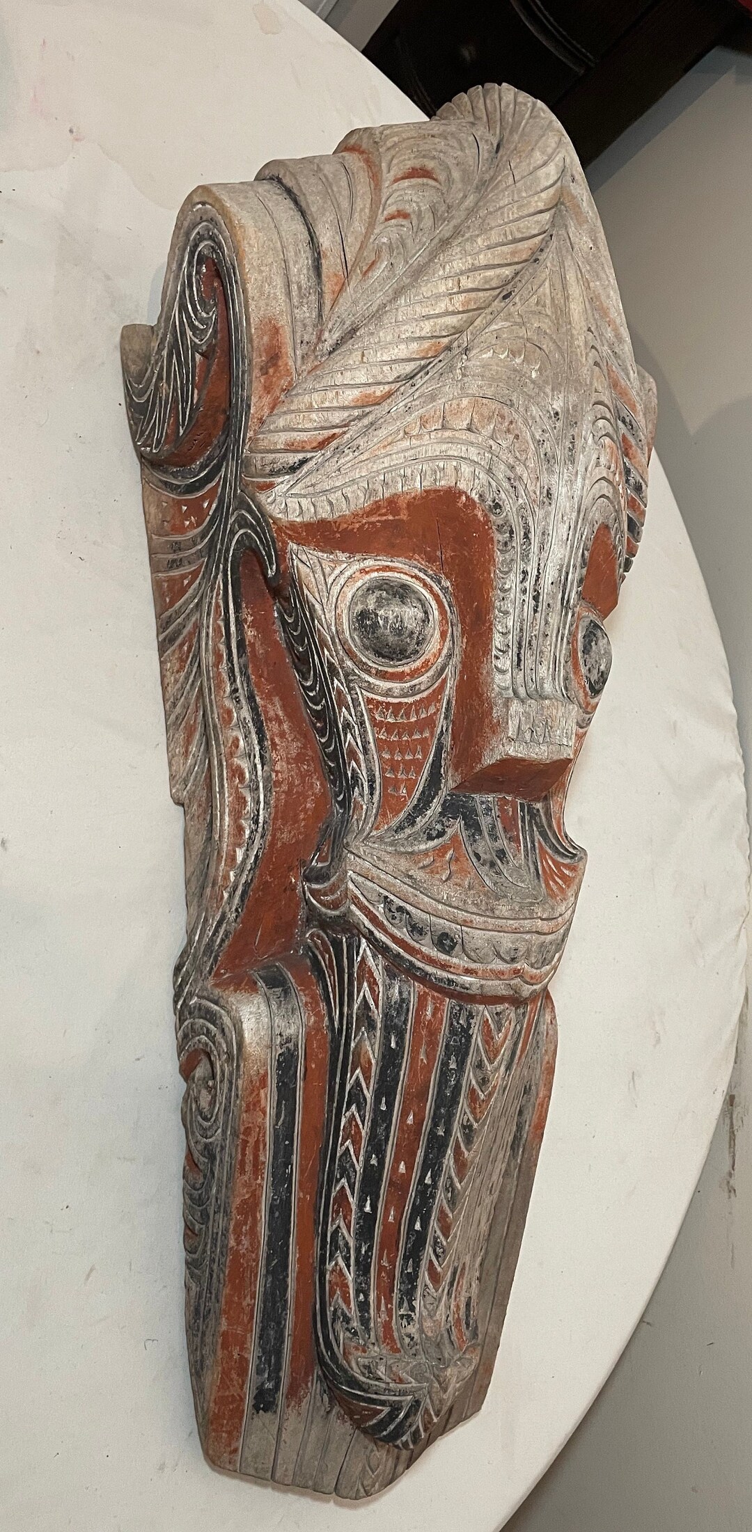 HUGE Antique Carved Wood House Facade Singa Indonesia North Sumatra ...