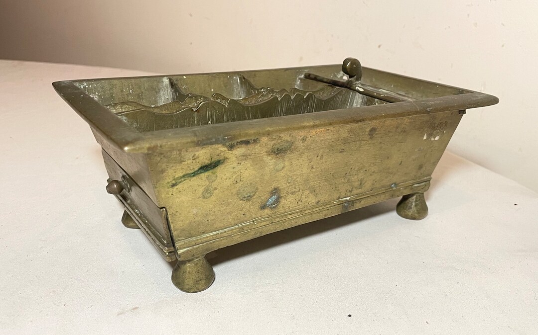 RARE Antique 18th Century Handmade Brass Smoking Stand Desk Caddy ...