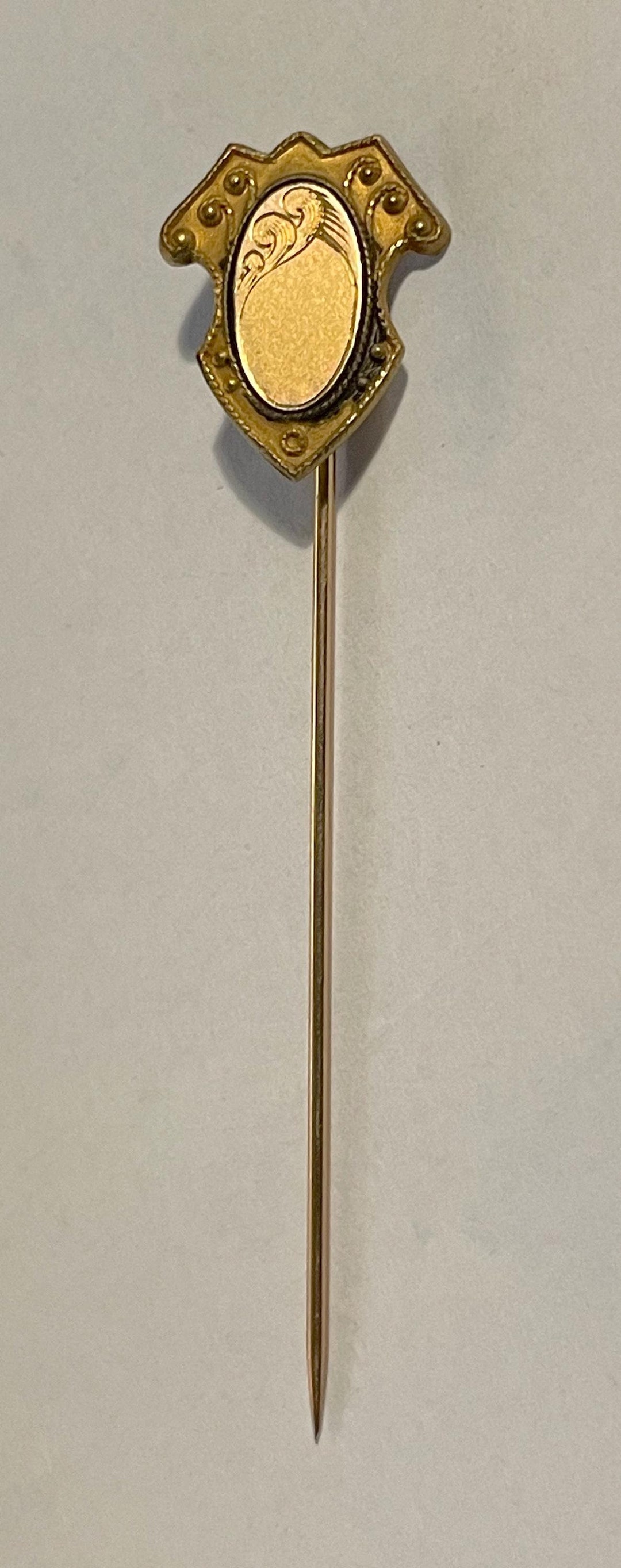 Antique Hand Carved 10k Yellow Gold Ornate Hat Stick Pin Art Deco ...