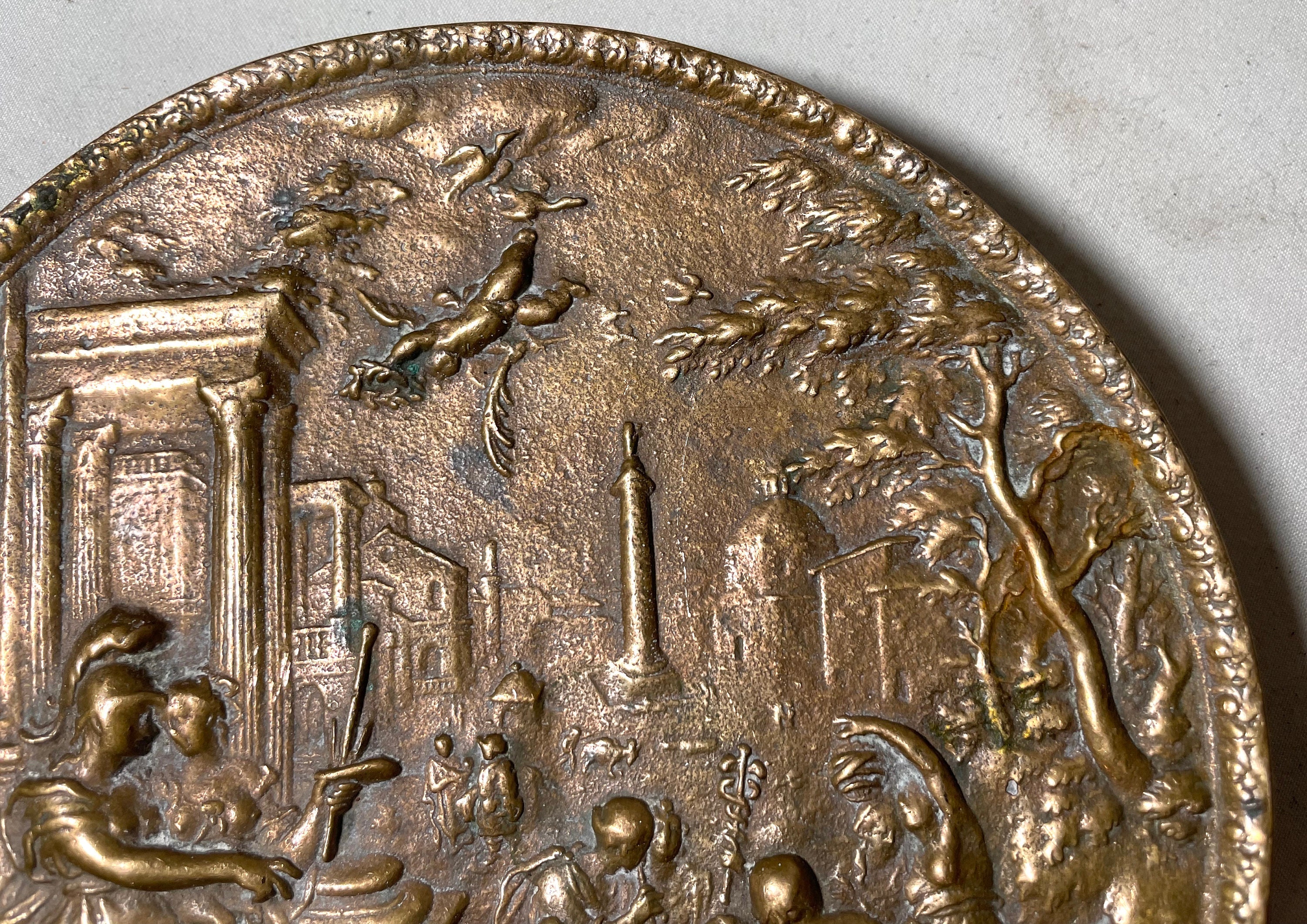 Antique 1800's Solid Bronze Relief Wall Plaque Greek Roman Mythology ...
