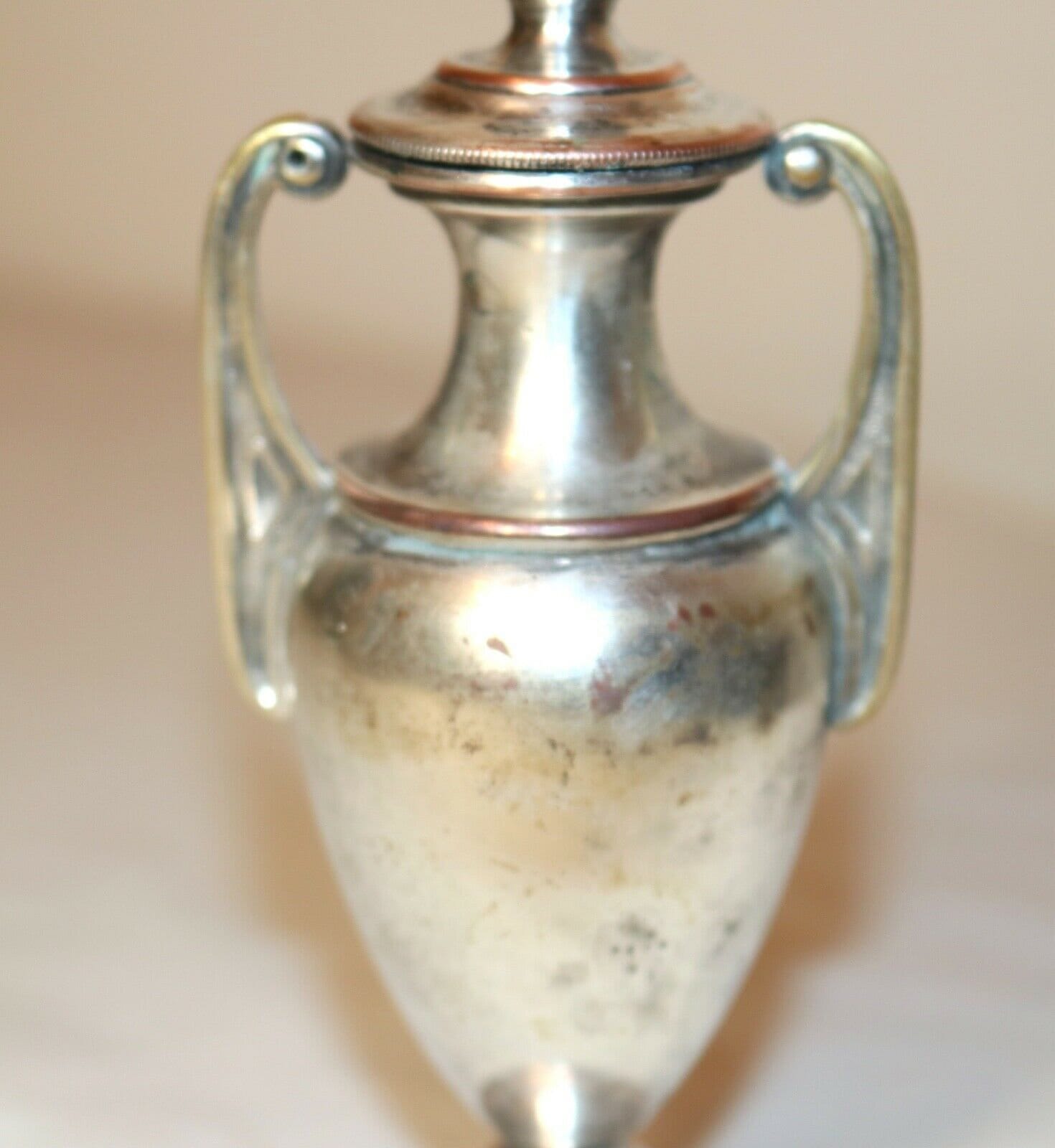 Antique 1800's Miniature Silver Plate Cigar Lighter Brass Bronze Urn ...