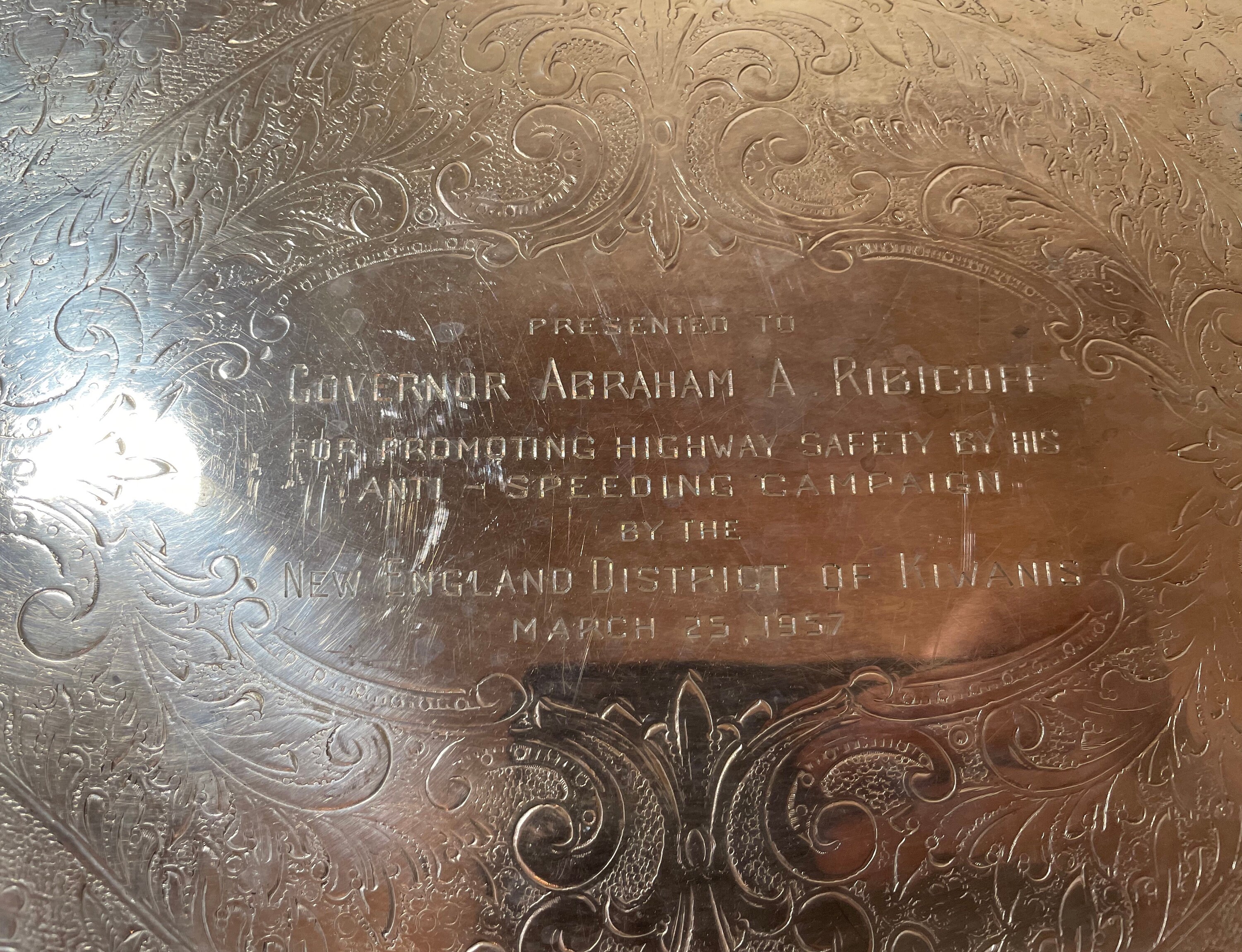 Vintage Engraved Governor Presentation Centerpiece Platter Award Trophy ...
