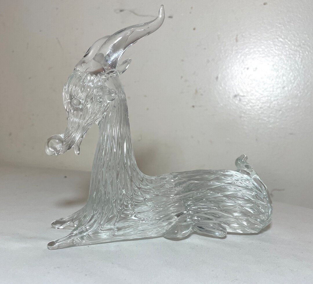 Vintage Hand Blown Murano Italian Art Studio Glass Bull Goat Sculpture ...