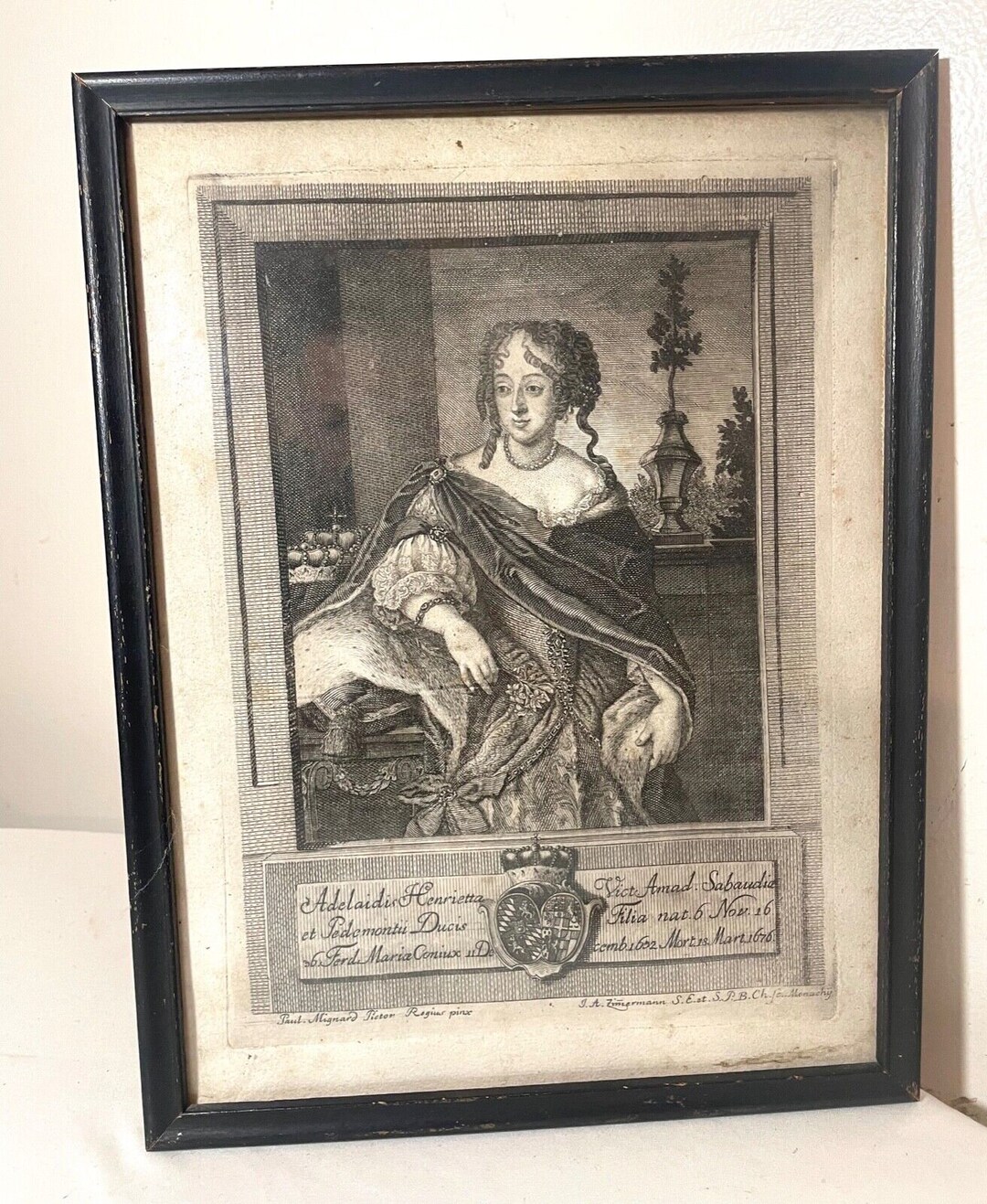 RARE Antique 1676 Original Adelaide Henriette Copper Engraving Print ...