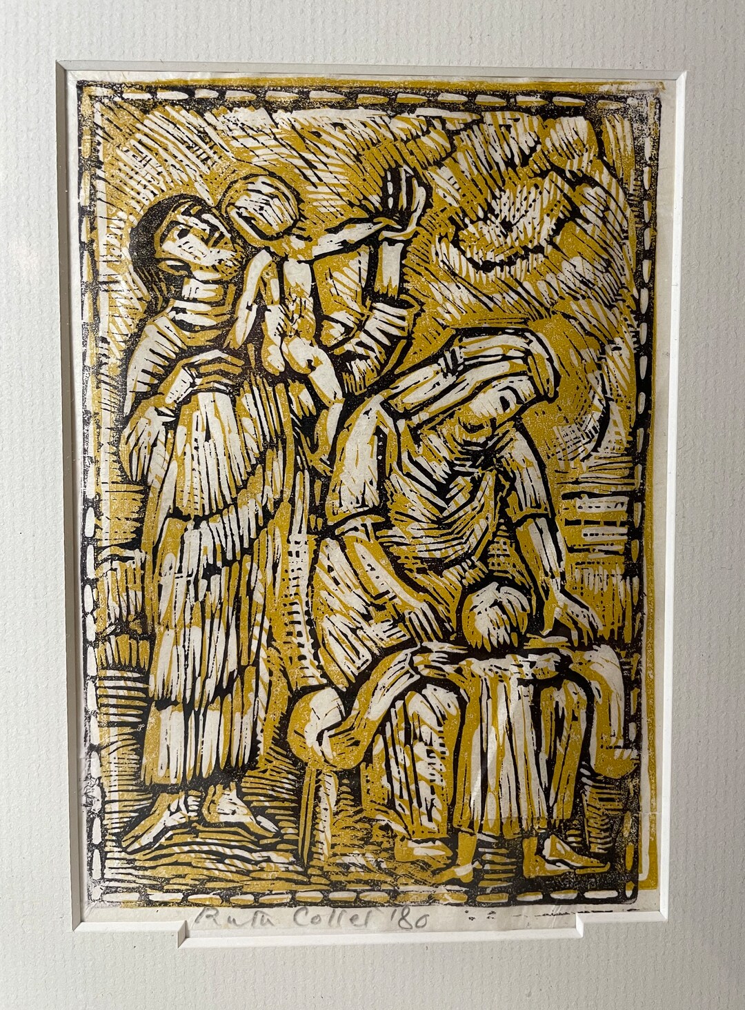 Vintage Religious Original Ruth Collet Woodblock Linocut Figural Pop ...