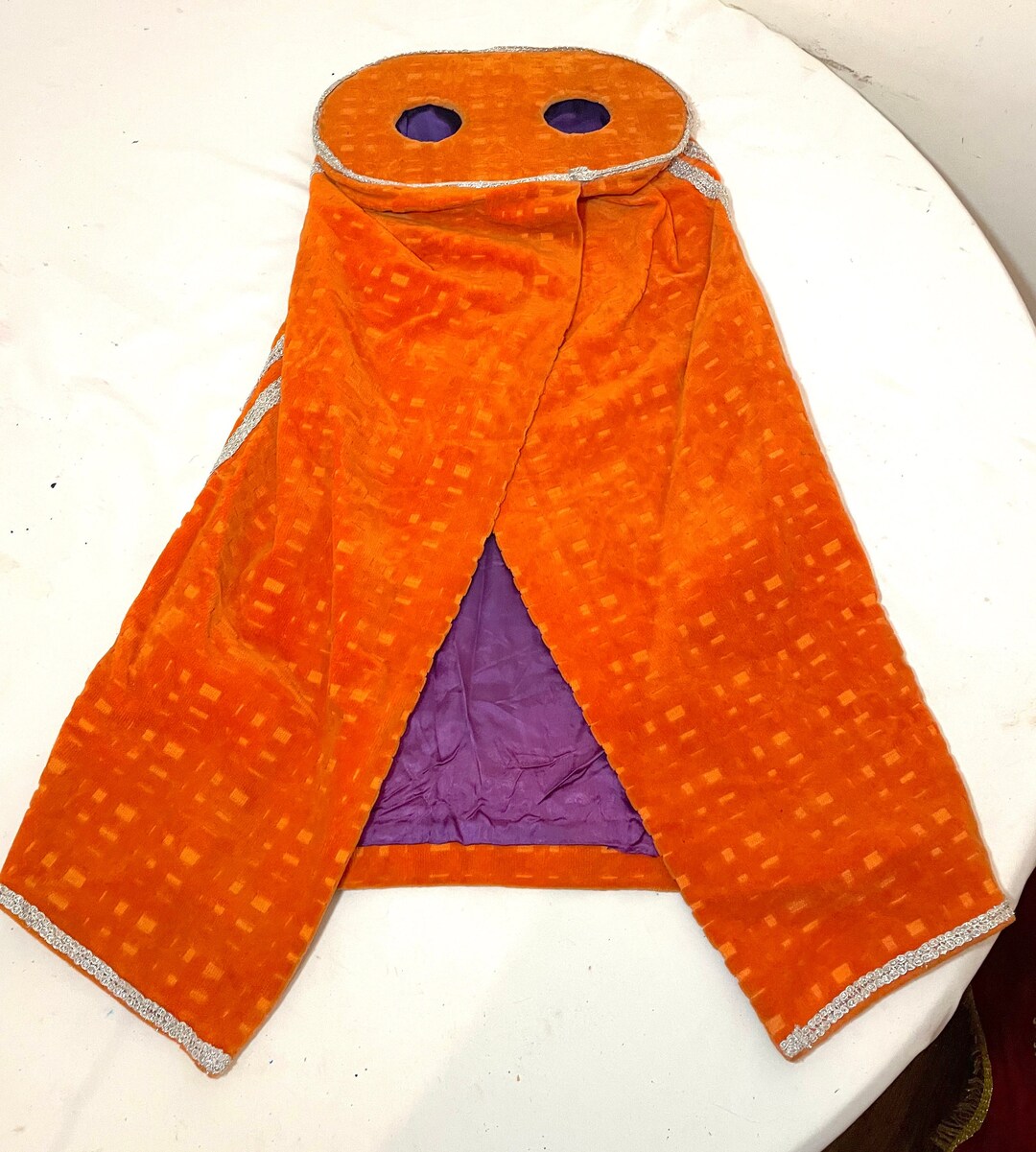 RARE Antique Hand Embroidered Judaica Jewish Orange Torah Mantel Scroll ...